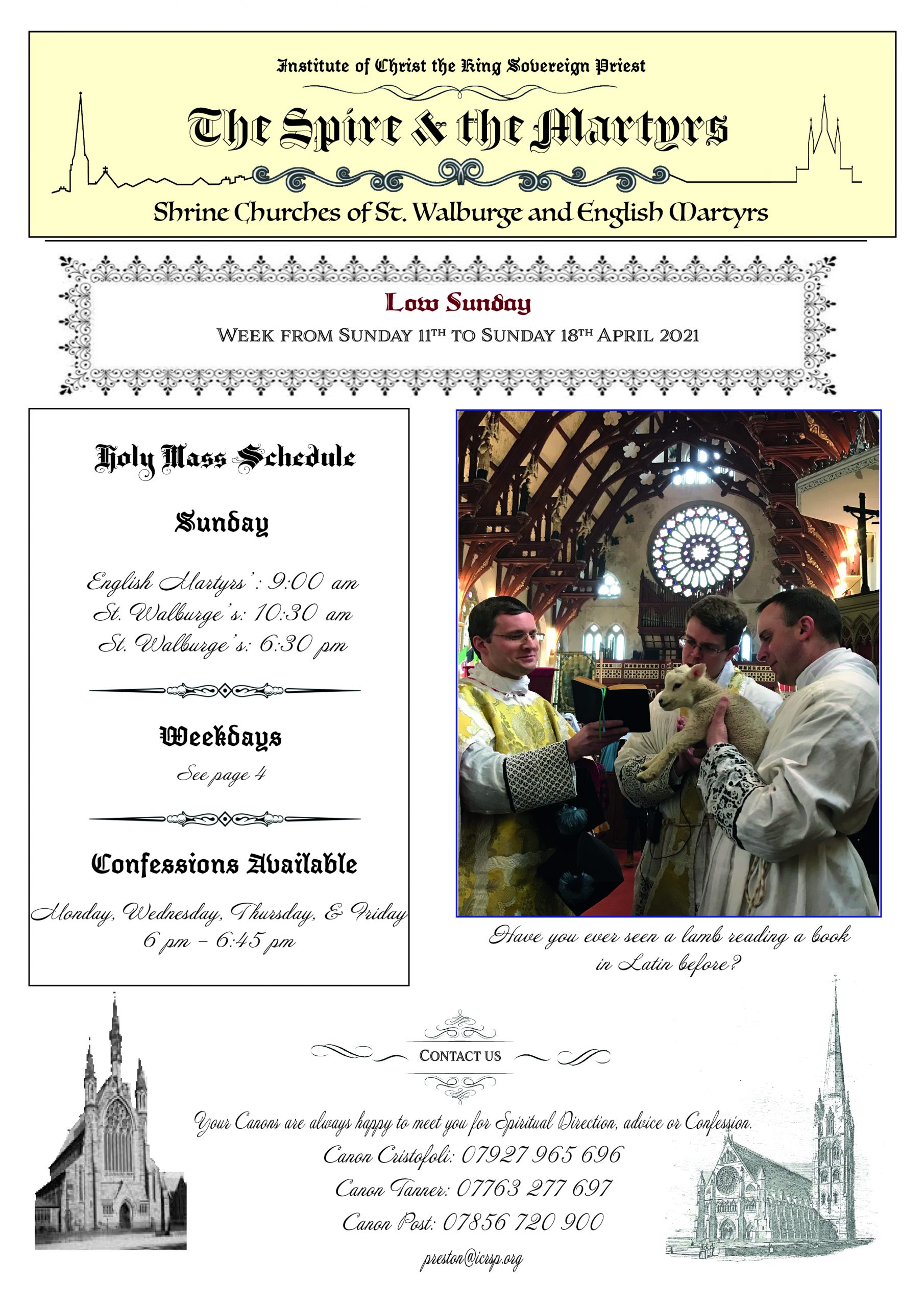 Our latest Newsletter; Low Sunday - St Walburge