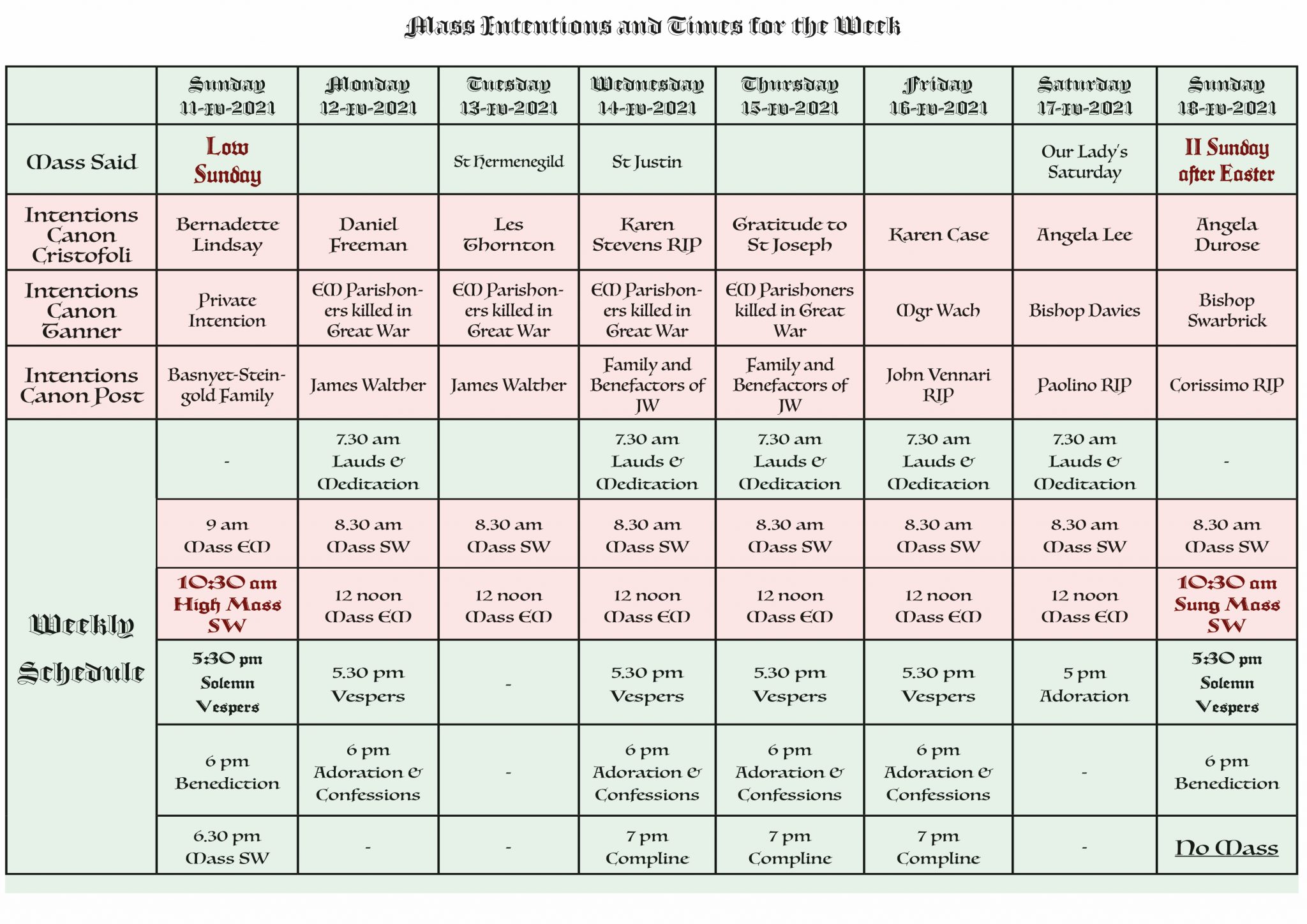 Our latest Newsletter; Low Sunday - St Walburge